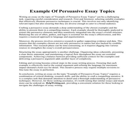 Example Of Persuasive Essay Topics. School essay: Example for ...