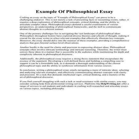 Example Of Philosophical Essay | PDF