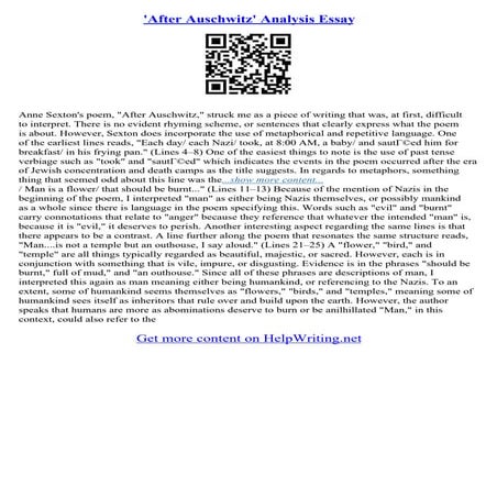 Example Of Poem Analysis Essay | PDF