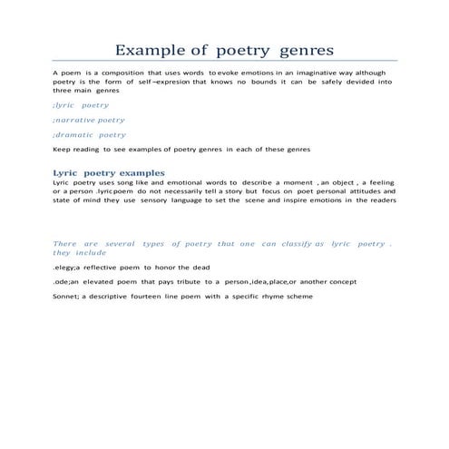 Example of poetry genres | DOCX