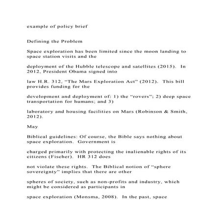 example of policy briefDefining the Problem Space explorat | PDF