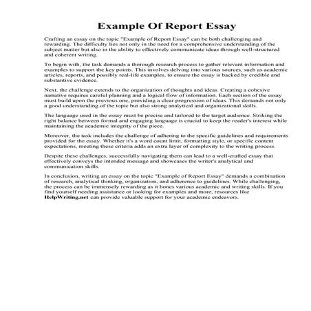 Example Of Report Essay. Report Writing Example for Students - 9 ...
