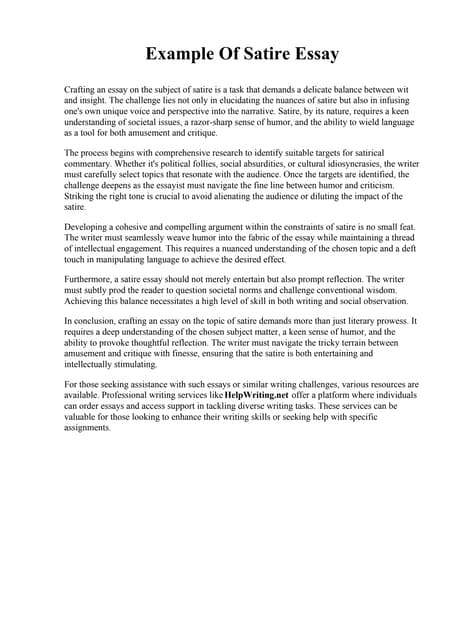 How To Write A Satirical Essay | PDF