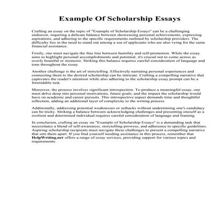 Example Of Scholarship Essays | PDF | Student Financial Aid | Financial ...