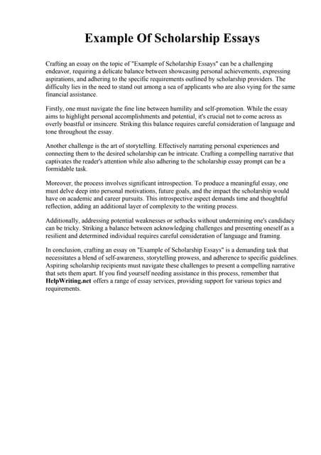 Write A Scholarship Essay | PDF