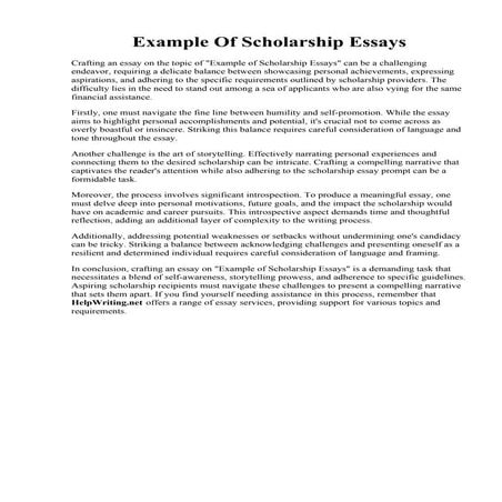 Example Of Scholarship Essays. Best Scholarship Essay Examples Winning ...