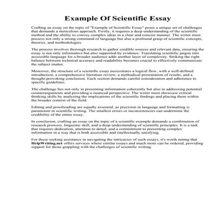 Example Of Scientific Essay. Writing A Scientific Essay Telegraph | PDF