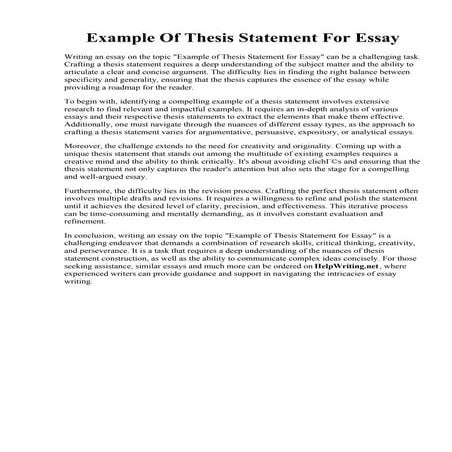 Example Of Thesis Statement For Essay | PDF