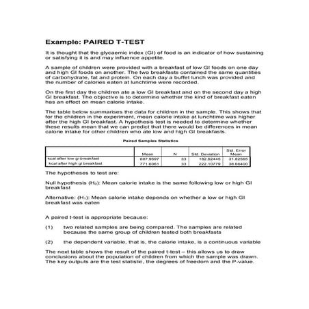 Example paired ttest | PDF