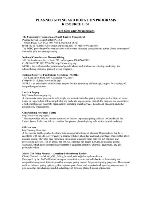 The Evolution of a Planned Giving Program | PDF