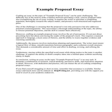 Essay Proposal Examples | PDF