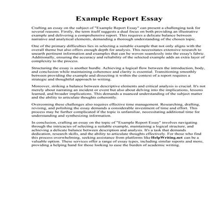 Example Report Essay | PDF