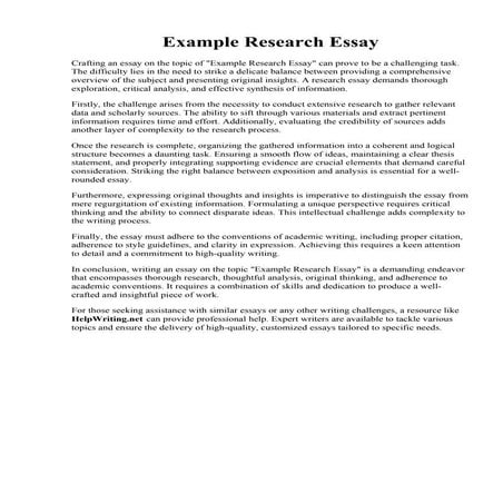 Example Research Essay | PDF