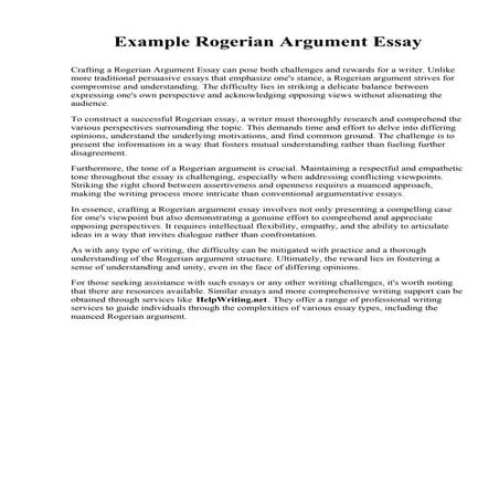 Example Rogerian Argument Essay. Savannah State University | PDF