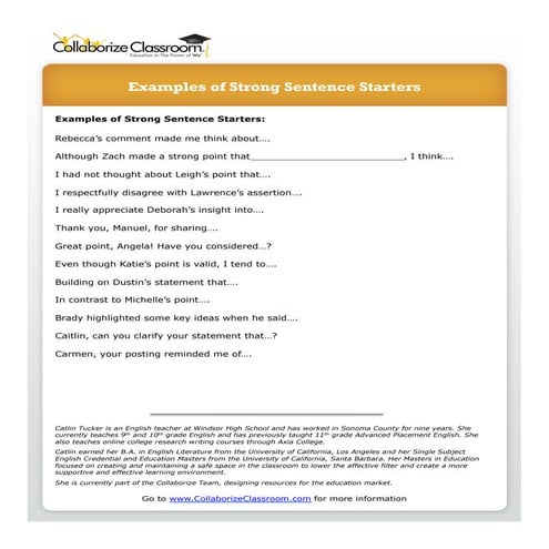 Examples of-strong-sentence-starters | PDF