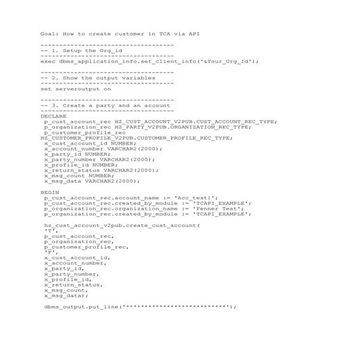 Examples of-tca-apis | ODT