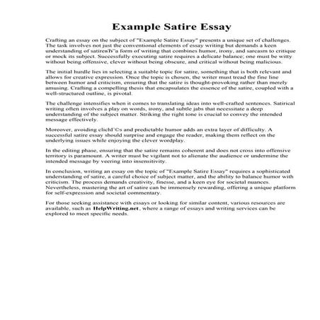 Example Satire Essay | PDF | Chemistry | Science
