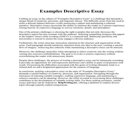 Examples Descriptive Essay. Concordia University Nebraska | PDF