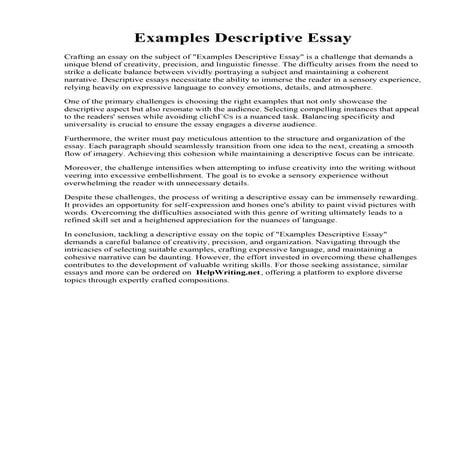 Examples Descriptive Essay | PDF