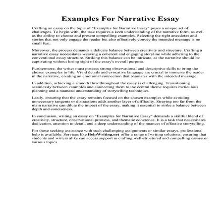 Examples For Narrative Essay | PDF | Secondary Education | Education