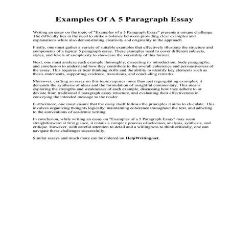 Examples Of A 5 Paragraph Essay.pdfExamples Of A 5 Paragraph Essay | PDF