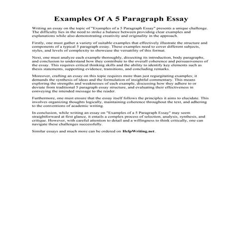 Examples Of A 5 Paragraph Essay | PDF