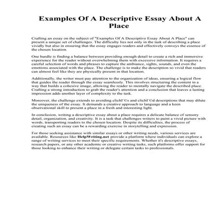 Descriptive Place Essay Examples