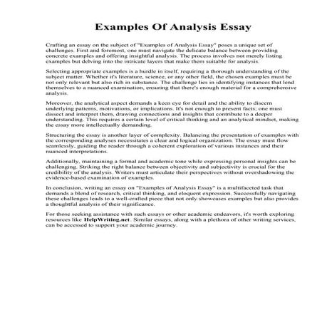 Examples Of Analysis Essay | PDF