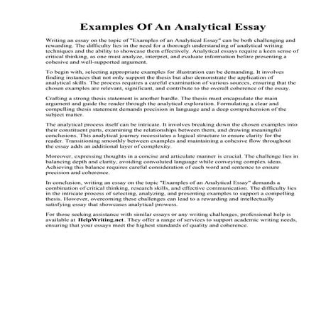 Examples Of An Analytical Essay. How to write a analytical essay step ...