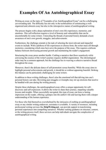 Autobiography Essay Format | PDF