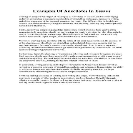 Examples Of Anecdotes In Essays | PDF