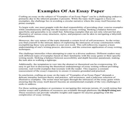 Examples Of An Essay Paper | PDF