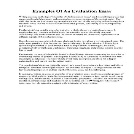 Examples Of An Evaluation Essay | PDF | Developmental Sites | Real Estate
