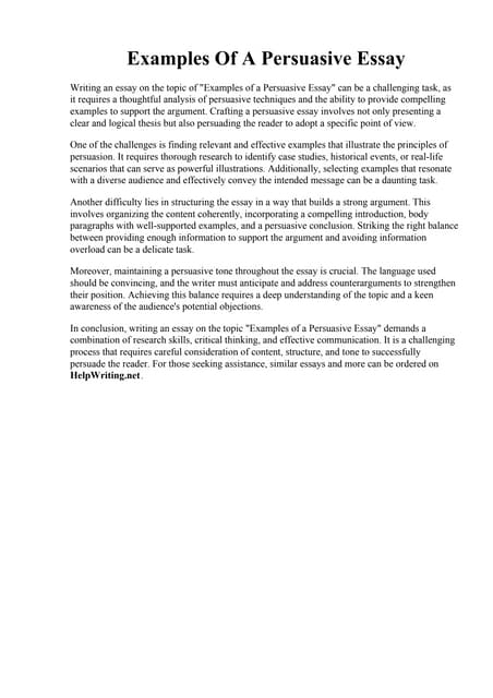 Persuasive Essay Examples For College | PDF