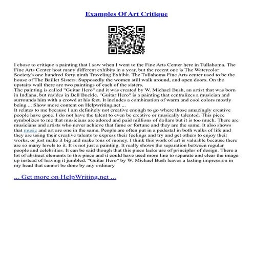 Examples Of Art Critique | PDF