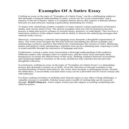 Examples Of A Satire Essay | PDF
