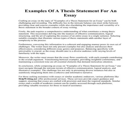Examples Of A Thesis Statement For An Essay.pdf | Christianity ...