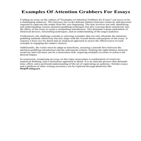 Examples Of Attention Grabbers For Essays | PDF