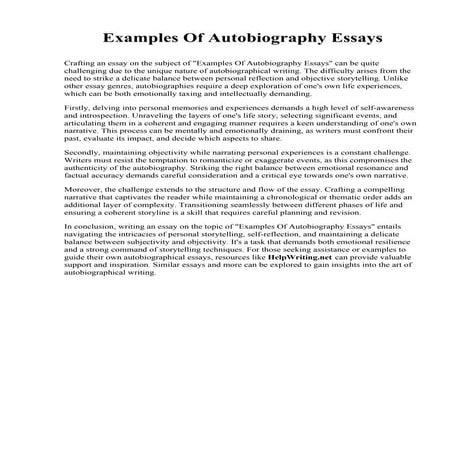 Examples Of Autobiography Essays. Gettysburg College | PDF