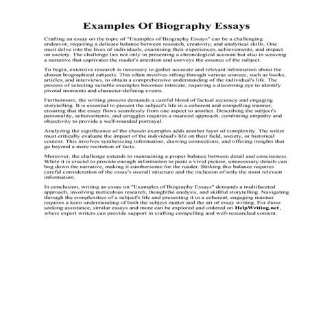 Examples Of Biography Essays. 020 Biography Essay Gre Analytical ...