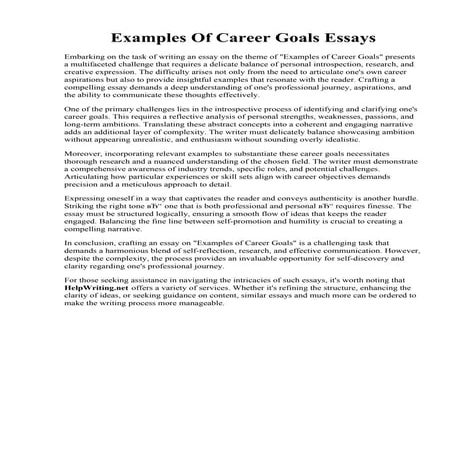 Examples Of Career Goals Essays | PDF