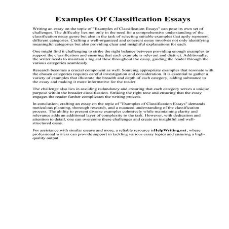 Examples Of Classification Essays | PDF