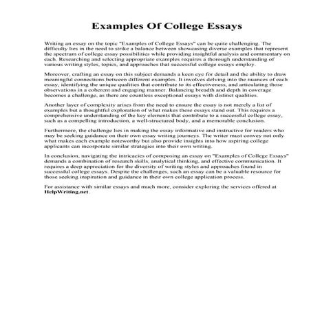 Examples Of College Essays. City Colleges of Chicago | PDF