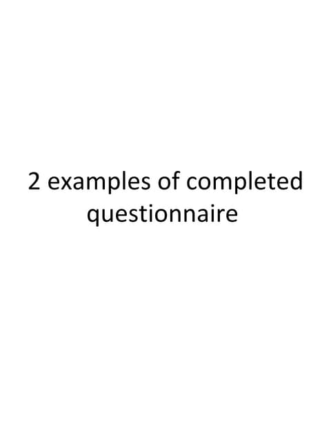 Examples of completed questionaires | PPT