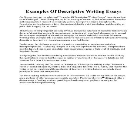 Examples Of Descriptive Writing Essays | PDF