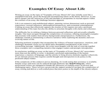 Short Essay Examples About Life | PDF