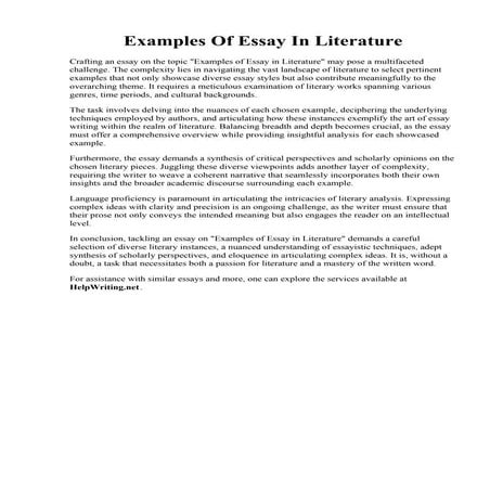 Examples Of Essay In Literature. amp-pinterest in action Literary essay ...