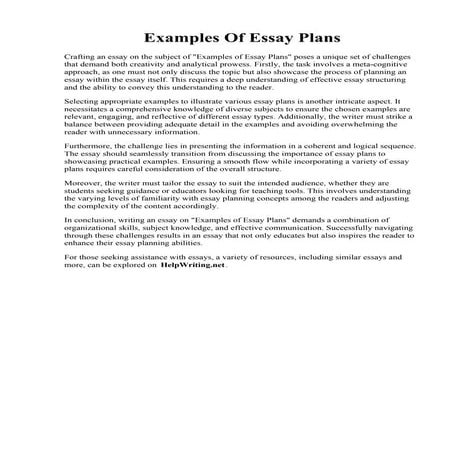 Examples Of Essay Plans | PDF