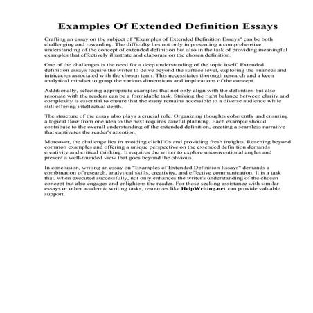 Examples Of Extended Definition Essays. Definition Essay Example PDF ...