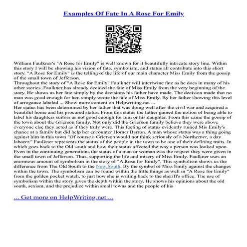 Examples Of Fate In A Rose For Emily | PDF